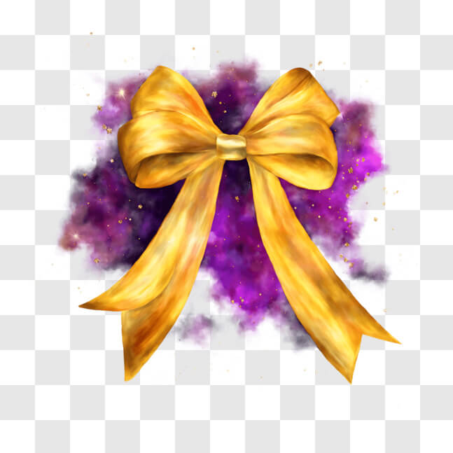 Download Gold Bow with Purple, Blue, and Yellow Swirls in Abstract ...