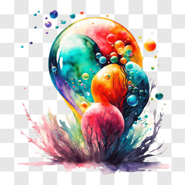 Download Abstract Painting of Light Bulb with Colorful Bubbles and ...