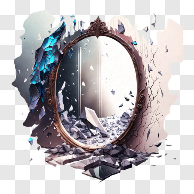 Descarga Espejo roto en espacio vacío con luz azul PNGs En Línea ...
