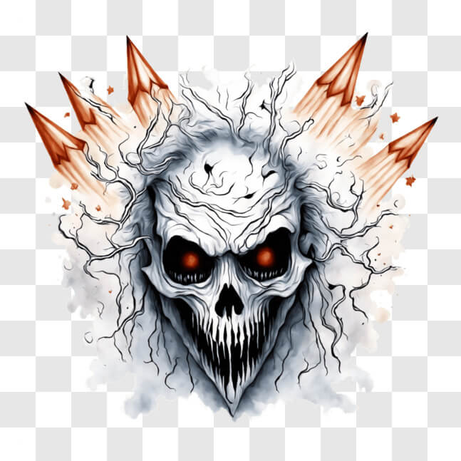 Download Orange Skull with Red Eyes and Bullets PNGs Online - Creative ...