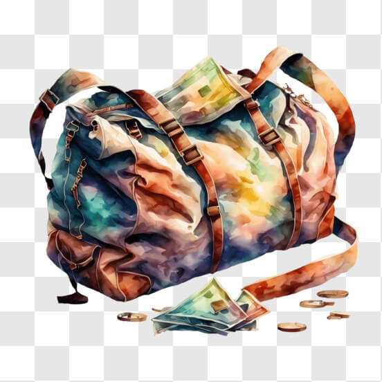 Download Colorful Money Bag with Spilled Cash PNGs Online - Creative ...