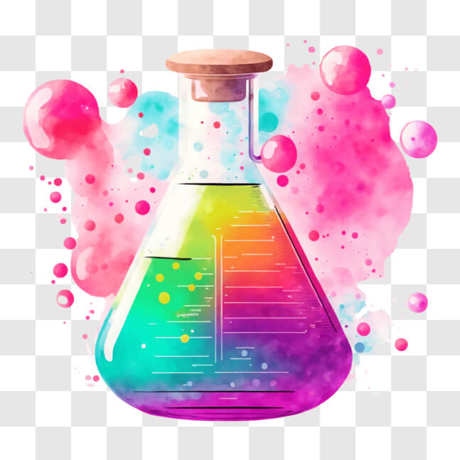 Download Colorful Science Beaker with Bubbles PNGs Online - Creative ...