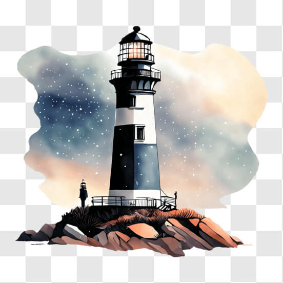 Download Lighthouse on an Island in the Middle of the Ocean with Birds ...