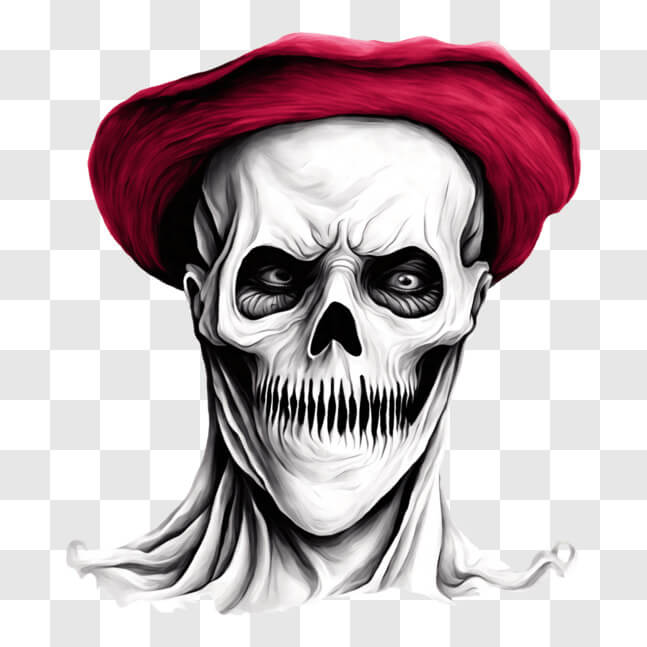 Download Creepy Skeleton Drawing with Red Beret PNGs Online - Creative ...