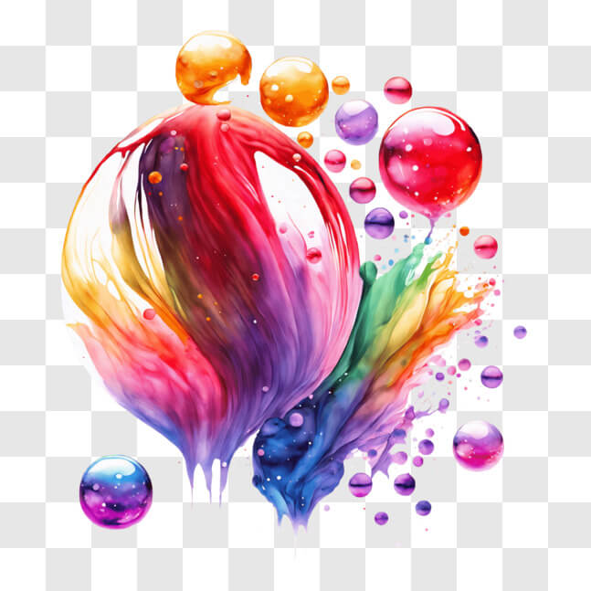 Download Colorful Bubbles Abstract Painting on Black Background PNGs ...