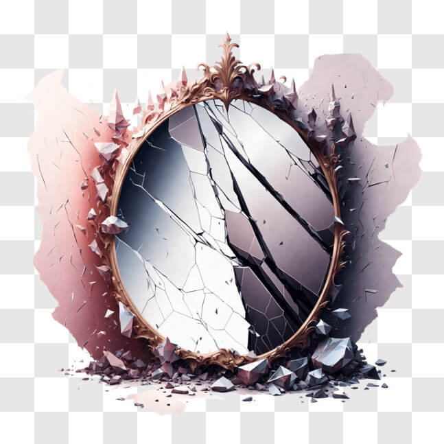 Download Broken Mirror on Cracked Wall PNGs Online - Creative Fabrica