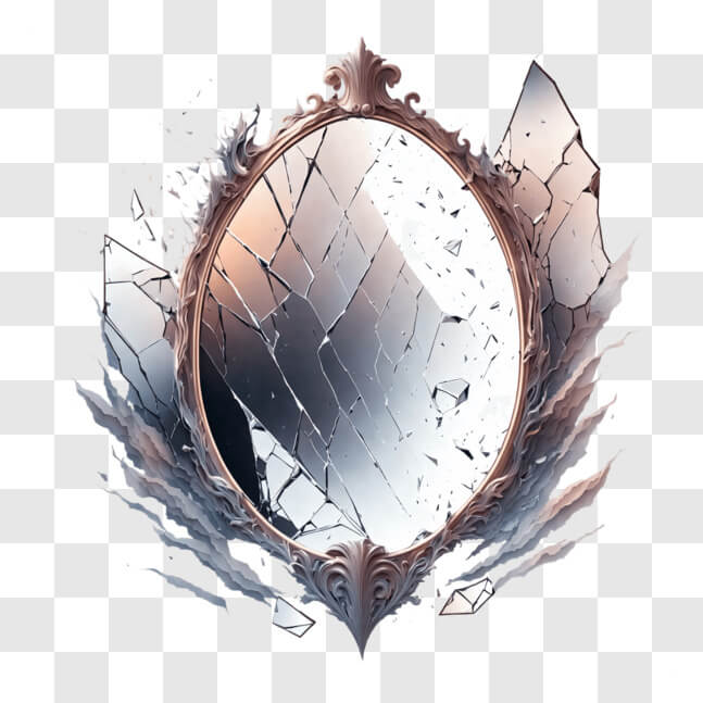 Download Broken Mirror with Shattered Glass PNGs Online - Creative Fabrica