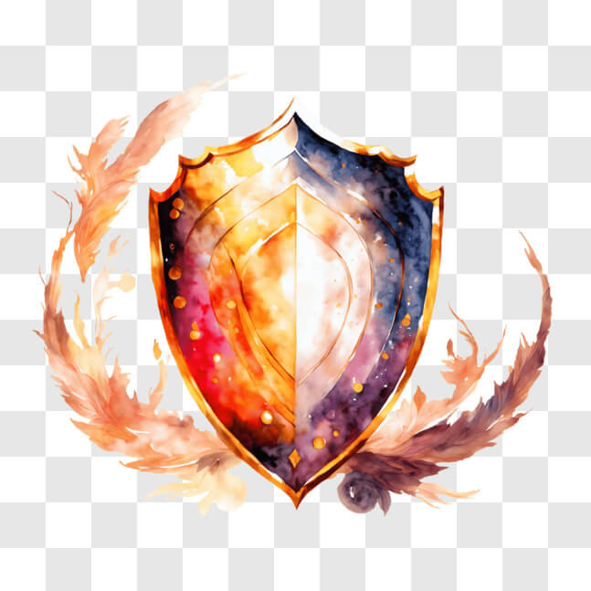 Download Colorful Feather Watercolor Shield PNGs Online - Creative Fabrica