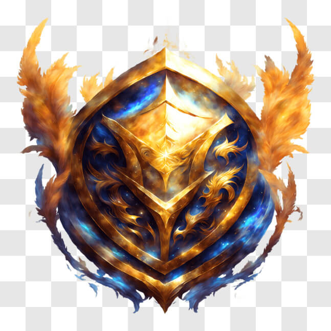 Download Golden and Blue Flame Shield Emblem PNGs Online - Creative Fabrica