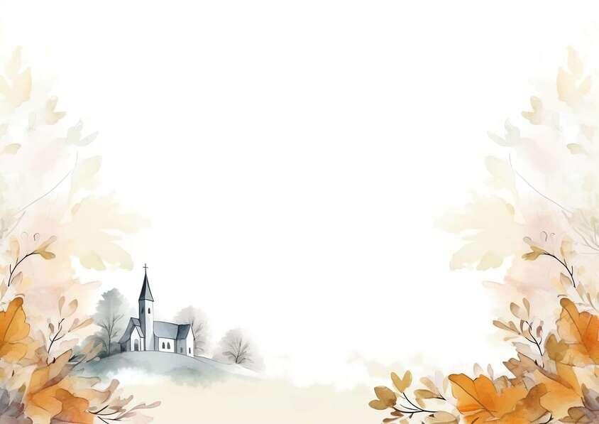 Download Church and Autumn Leaves Watercolor Background Backgrounds ...