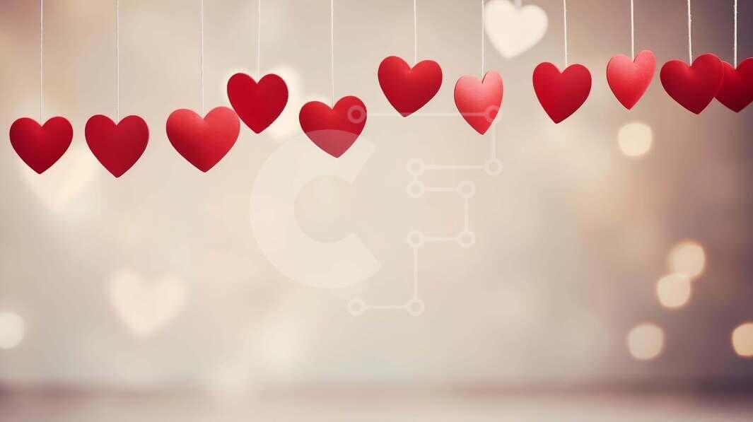 Celebrate Love with Red Heart Decorations on Valentine's Day stock ...