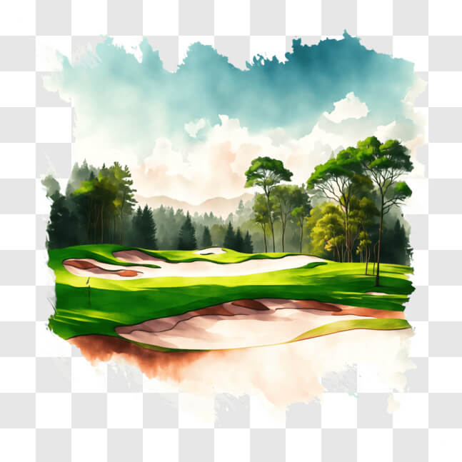 Download Golf Course with Green Grass and Trees PNGs Online - Creative ...