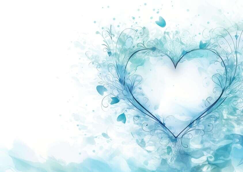 Descarga Fondo de acuarela en forma de corazón con flores azules y ...