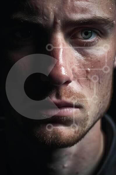 Portrait of a Sad Man with Wet Eyes stock photo | Creative Fabrica