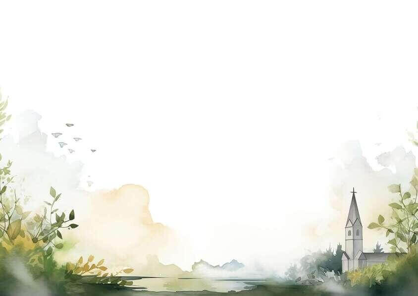 Download Idyllic Watercolor Landscape with Church Backgrounds Online ...