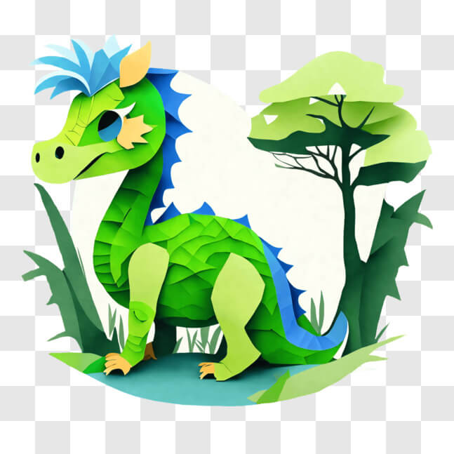 Download Green Paper-cut Dragon in Nature PNGs Online - Creative Fabrica
