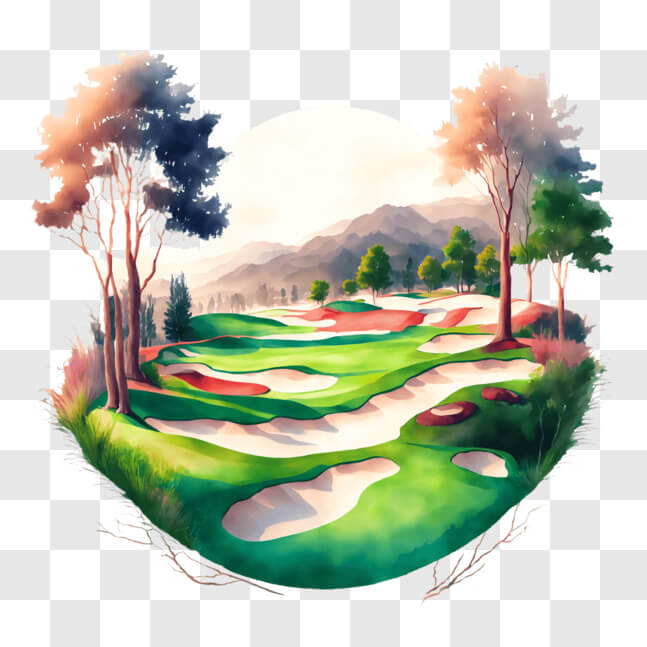 Download Golf Course with Trees and Green Grass Background PNGs Online ...