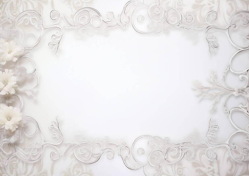 Download Ornate Frame with White Flowers and Lace on White Background ...