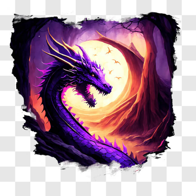 Descarga Dragón Morado en Bosque Encantado con Luna Llena PNGs En Línea ...
