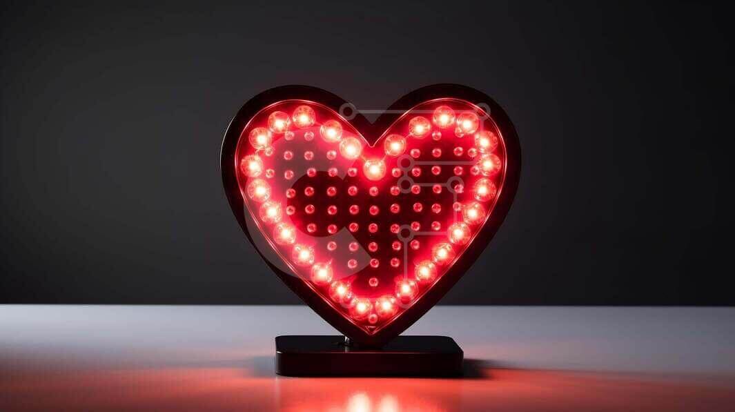 Heart-Shaped LED Light for Romantic Ambiance stock photo | Creative Fabrica