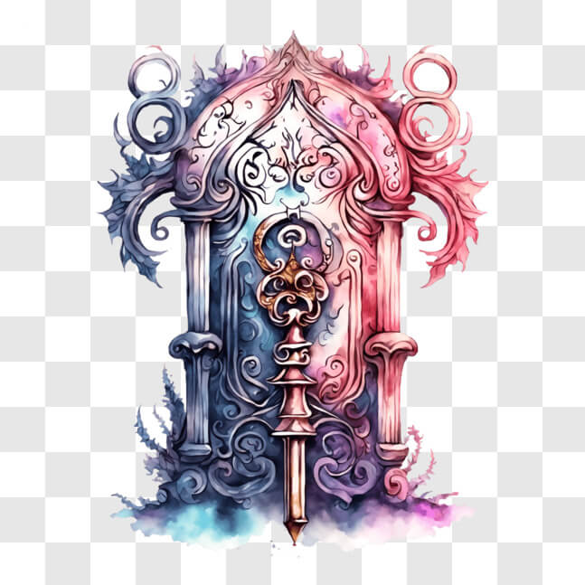 Download Ornate Decorated Door with Key in Fantasy World PNGs Online ...