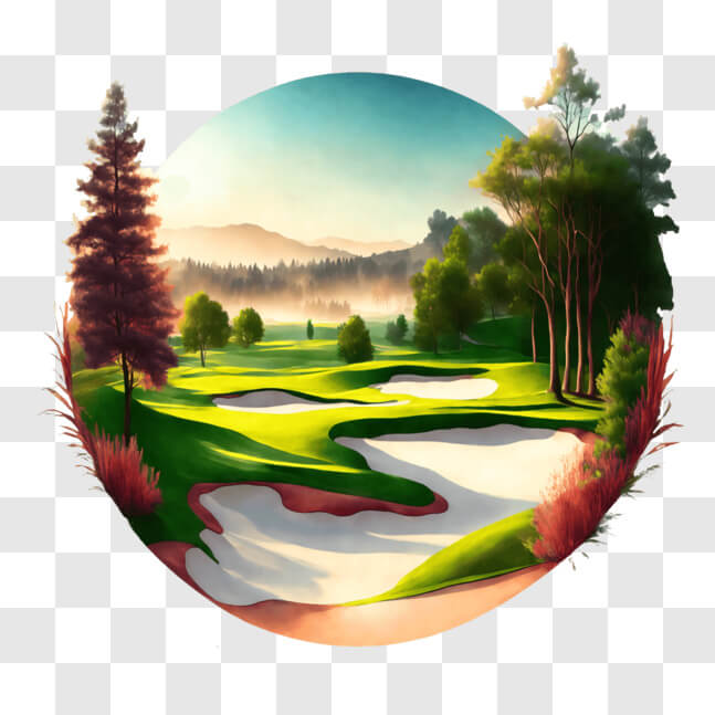 Download Golf Course with Green Grass, Trees, and Sand Bunkers PNGs ...