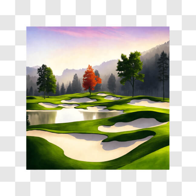 Download Scenic Golf Course Painting with Natural Beauty PNG Online ...