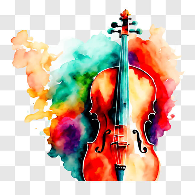 Download Colorful Orchestral Cello Painting with Watercolor Splashes ...