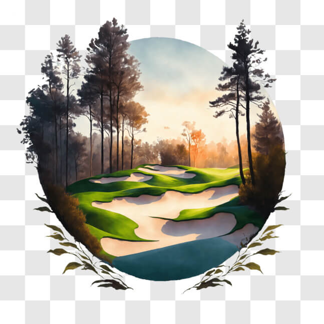 Download Golf Course in the Forest with Trees and Bunkers PNGs Online ...