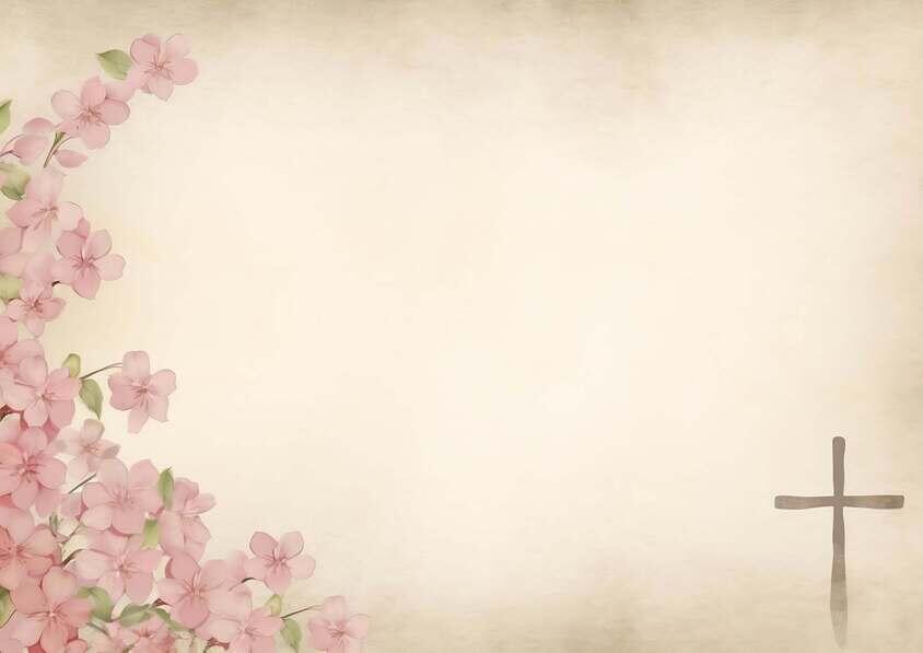 Download Vintage Religious Background with Cross and Pink Flowers ...