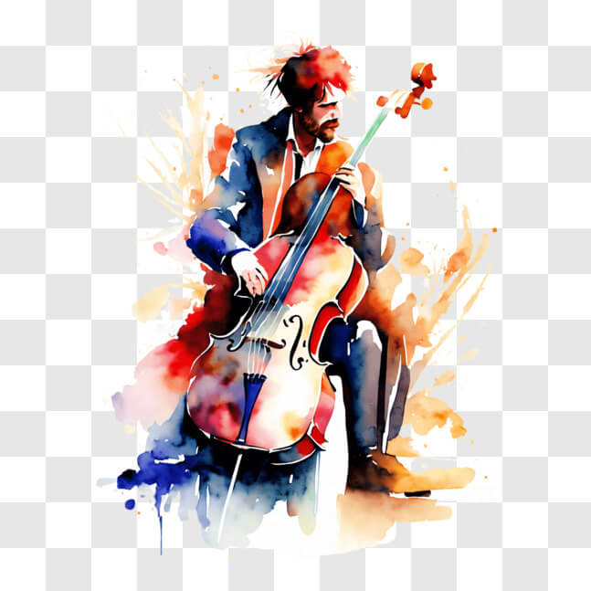 Download Man playing the cello with watercolor splashes PNGs Online ...