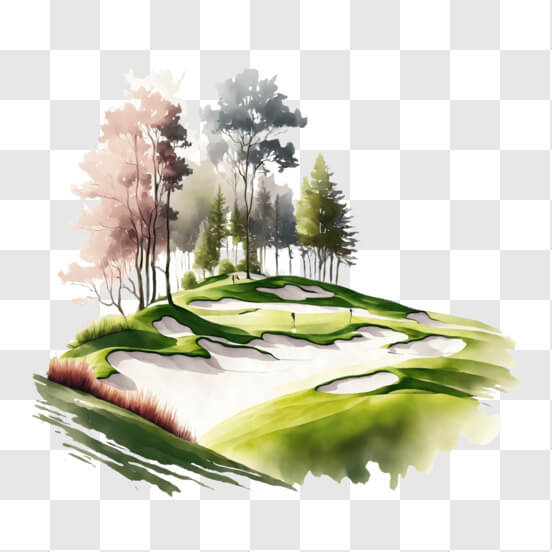 Download Scenic Golf Course with Trees and Water PNGs Online - Creative ...