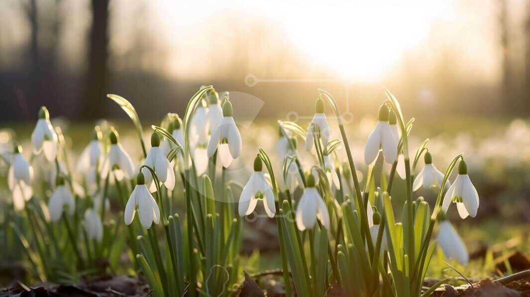Beautiful Snowdrops in Spring stock photo | Creative Fabrica