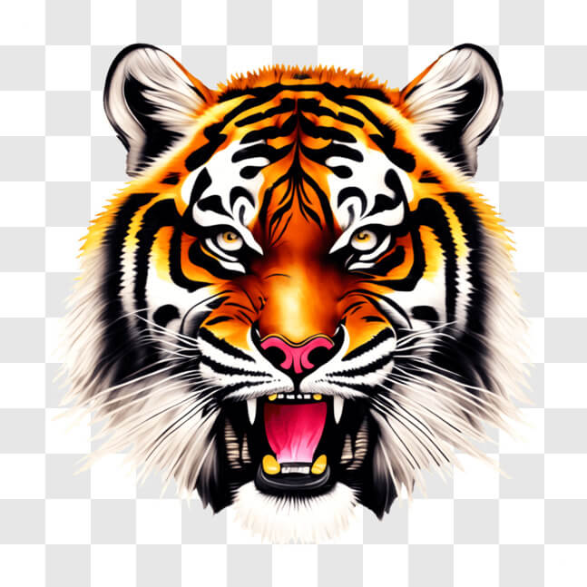 Download Aggressive Tiger with Open Mouth and Exposed Teeth PNGs Online ...