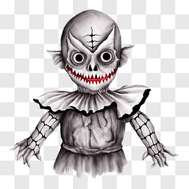 Download Creepy Doll with Red Eyes and Teeth in Black and White PNGs ...