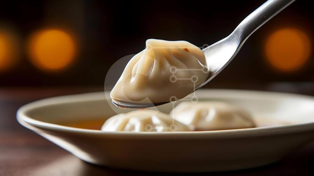 Scooping Dumplings with a Spoon stock photo | Creative Fabrica