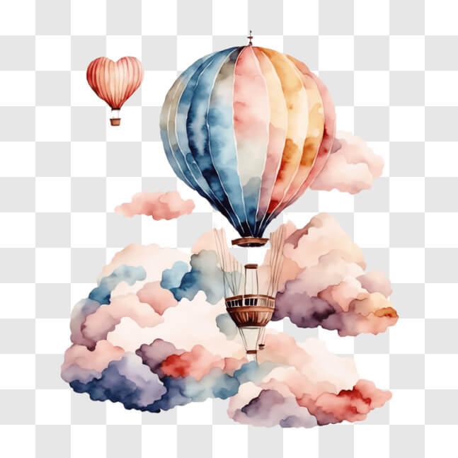 Download Heart-Shaped Hot Air Balloons in the Clouds PNGs Online ...