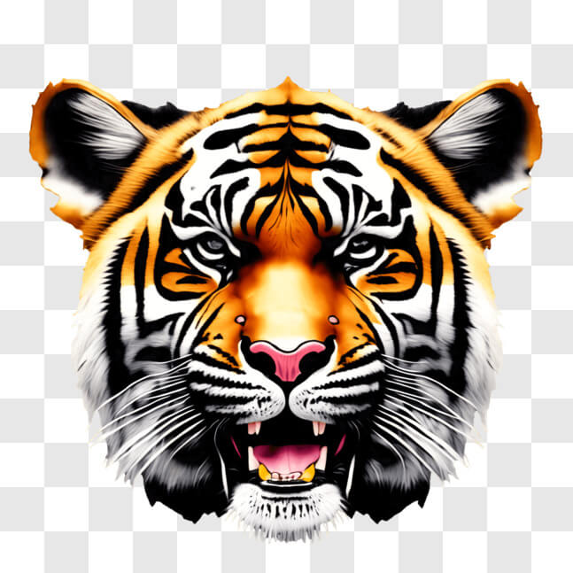 Download Tiger's Head with Mouth Wide Open and Teeth Exposed PNGs ...