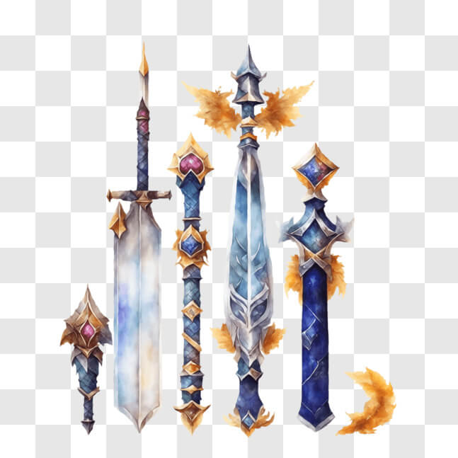 Download Collection of Four Fantasy Swords with Unique Designs and ...