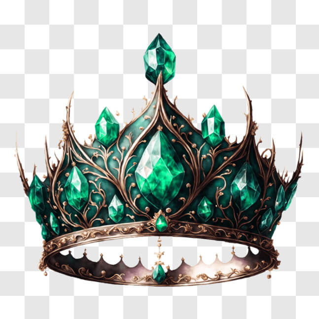 Download Emerald Crown with Green Gemstones PNGs Online - Creative Fabrica