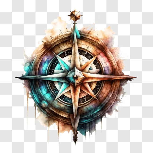 Download Colorful Painted Compass Art Piece PNGs Online - Creative Fabrica