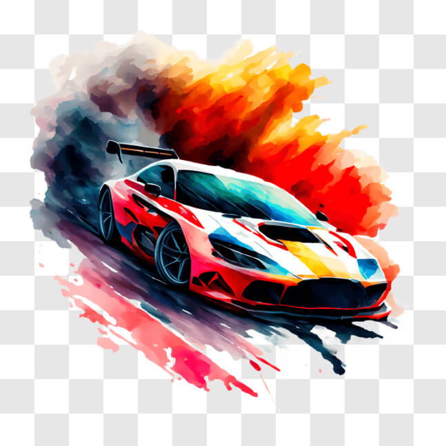 Download Abstract Painting of Colorful Race Car on Track PNGs Online ...