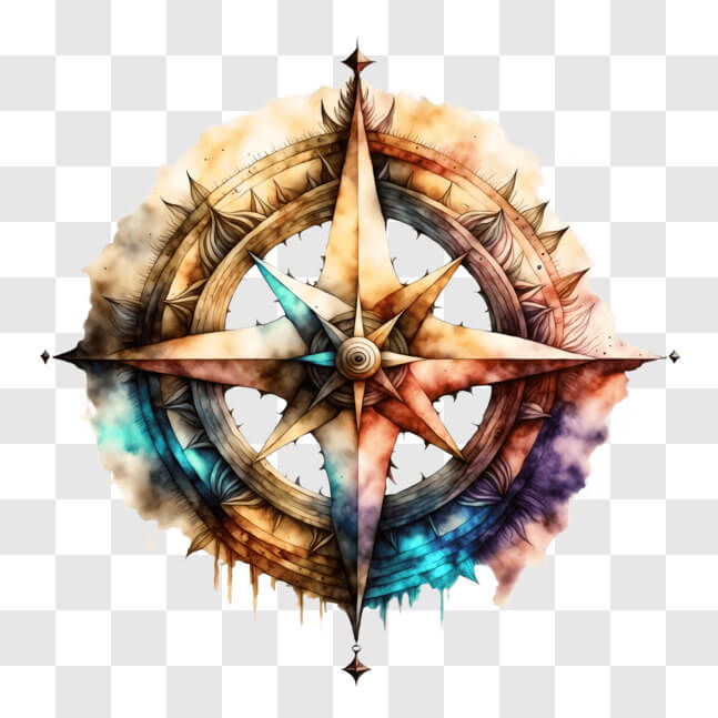 Download Colorful Compass with Watercolor Splashes PNGs Online ...
