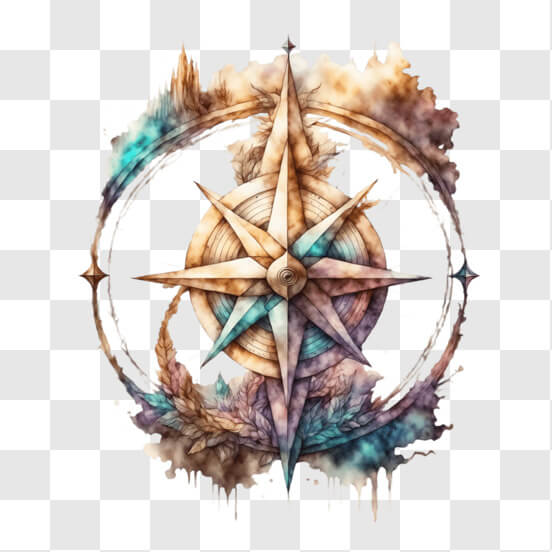 Download Colorful Compass with Stars and Planets PNGs Online - Creative ...