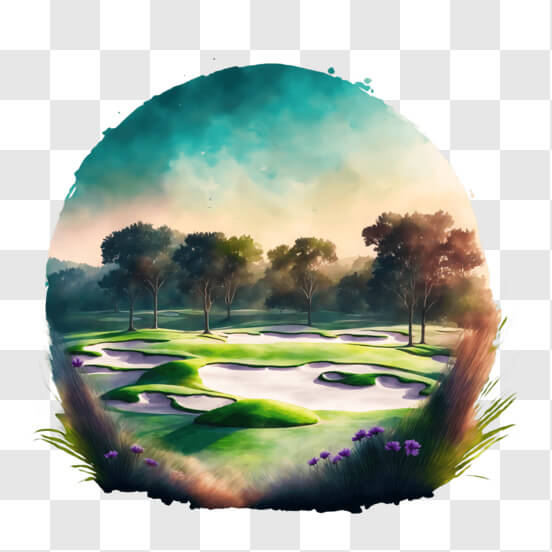 Download Golf Course Landscape with Green Grass and Trees PNGs Online ...