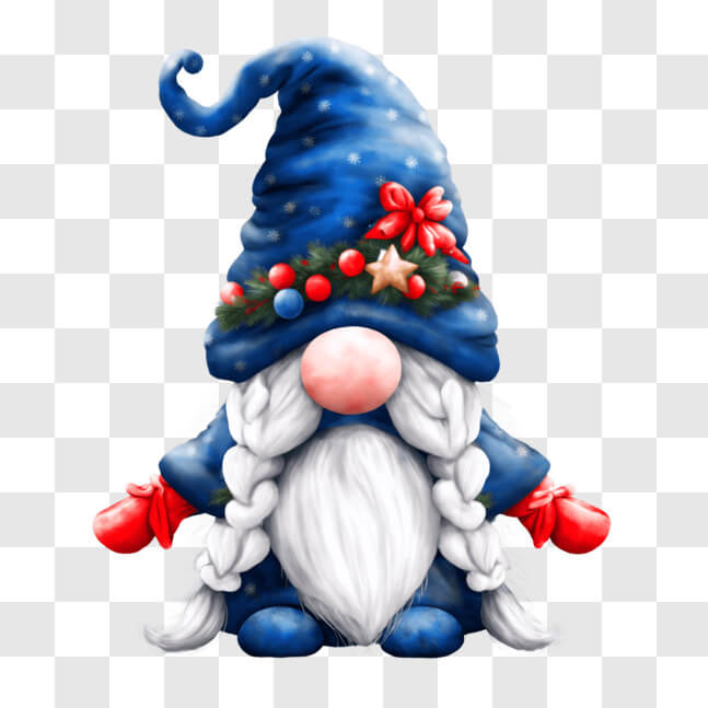 Download Blue Gnome with Holiday Decorations PNGs Online - Creative Fabrica