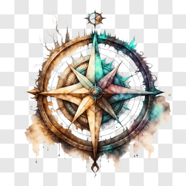 Download Colorful Compass with Stars and Planets PNGs Online - Creative ...
