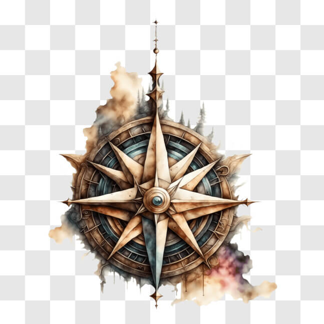 Download Compass Illustration with Trees and Mountains PNGs Online ...