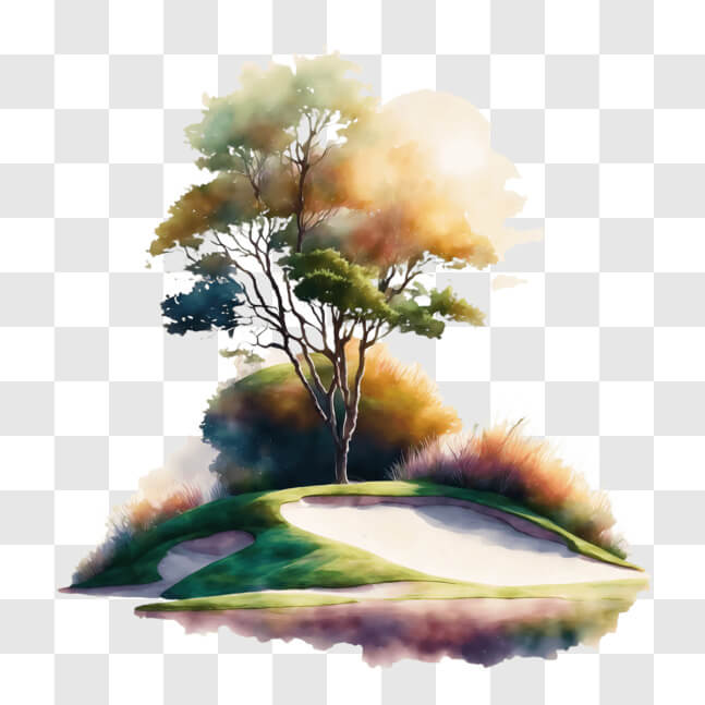 Download Golf Course with Island and Tree PNGs Online - Creative Fabrica