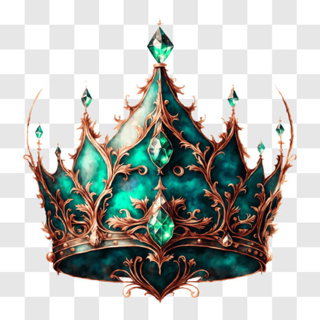 Download Fantasy Crown with Green Gemstones and Jewels PNGs Online ...